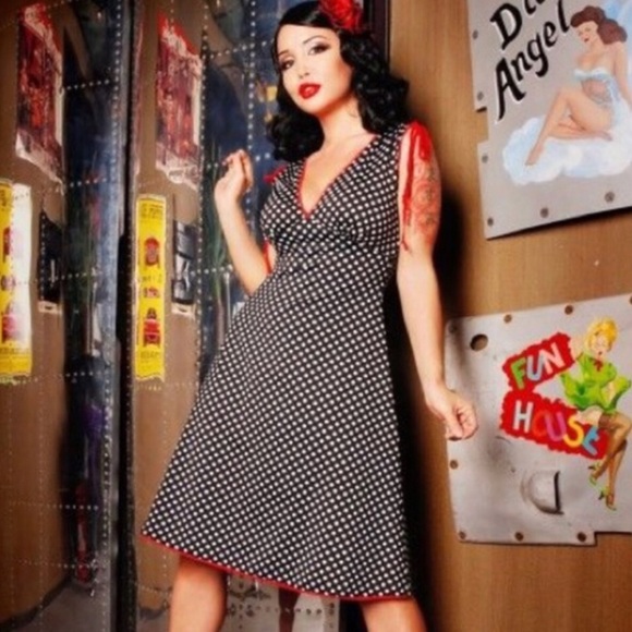 Pinup Couture | Dresses | Pinup Couture Black White Anna Polka Dot Dress | Poshmark
